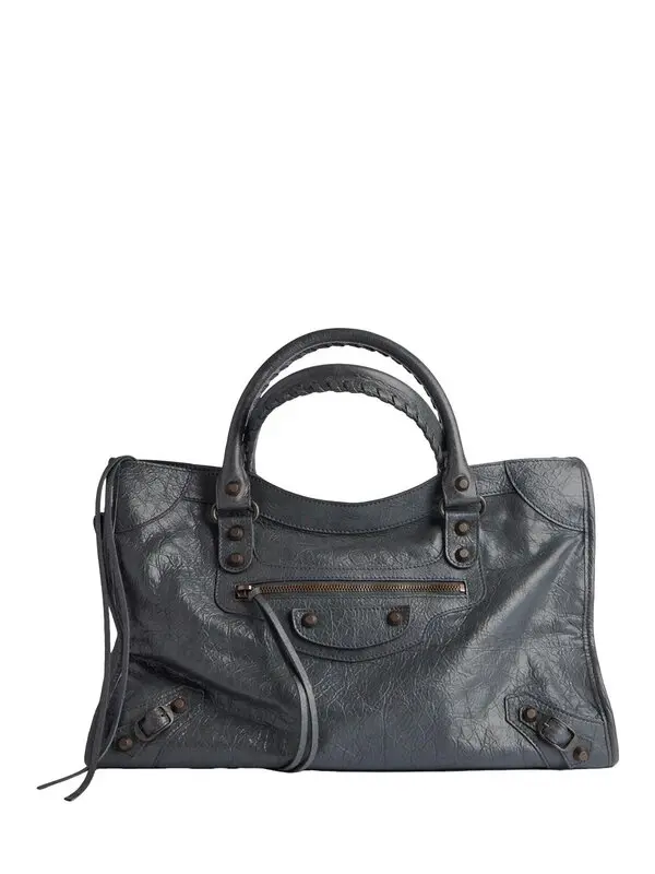 Balenciaga Le City Medium Arena Leather Bag - Grey