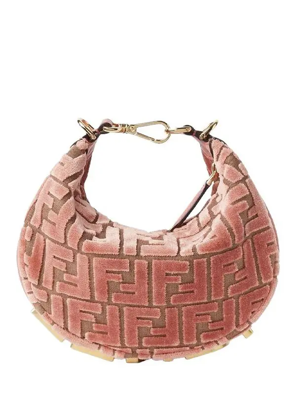 Fendi Mini Ff Jacquard Velvet Bag - Pink & Purple