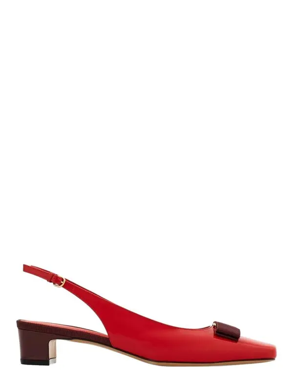 FERRAGAMO Rivada Patent Leather Slingback With Vara Bow - Red