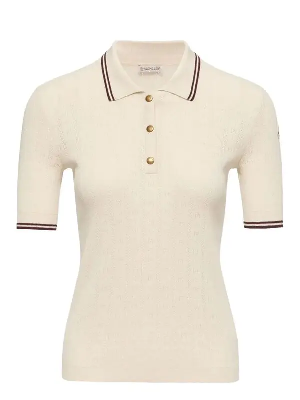 Moncler Rhombus And Logo Pattern Cotton Polo Shirt - Nude & Neutrals