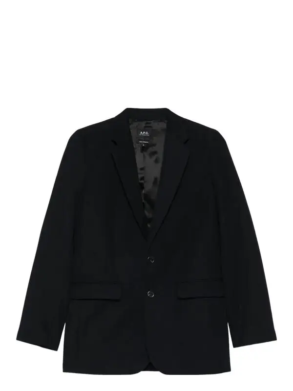A.p.c. Single-breasted Jacket In Wool Blend - Blue