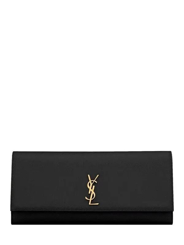 Saint Laurent Kate Clutch In Grain De Poudre Leather - Black