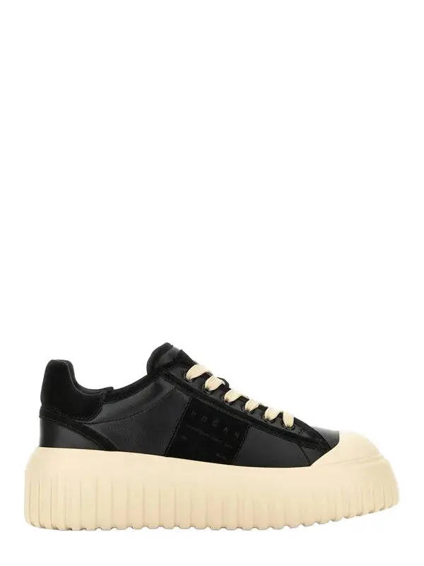 Hogan H-stripes Nappa Leather And Suede Sneakers - Black