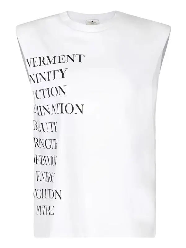 Elisabetta Franchi Sleeveless Jersey T-shirt With Lettering Print - White