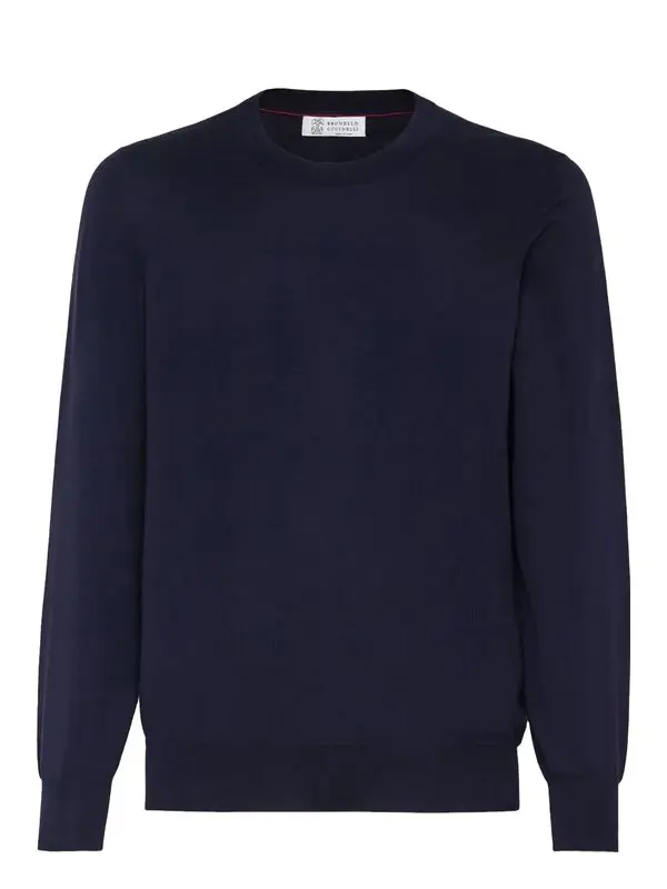 Brunello Cucinelli Lightweight Cotton Crew Neck Sweater - Blue