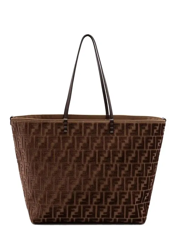 Fendi Large Velvet Ff Jacquard Shopper - Brown