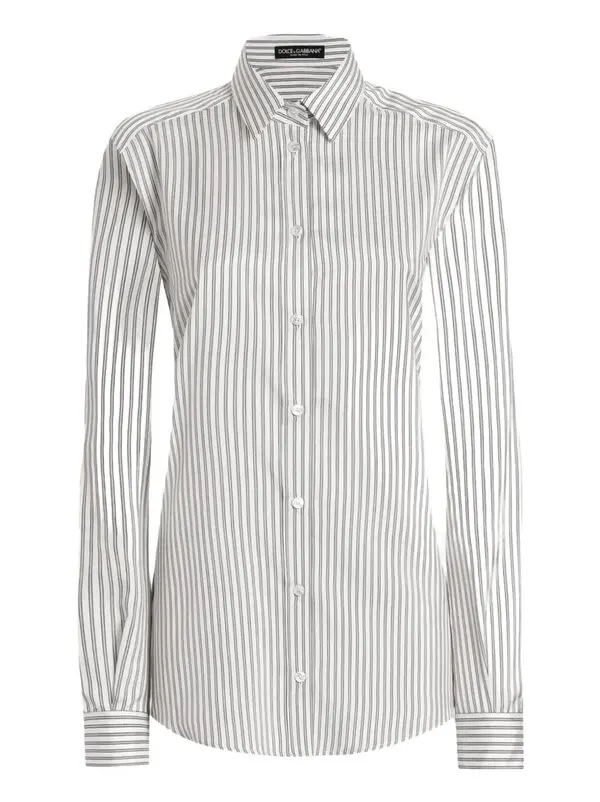 Dolce & Gabbana Striped Silk Shirt - White