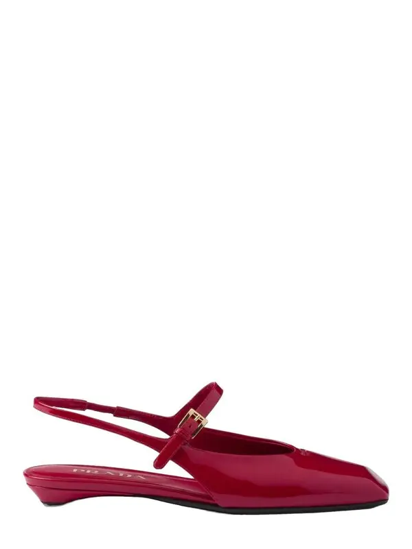 Prada Patent Leather Slingback Ballerinas - Red