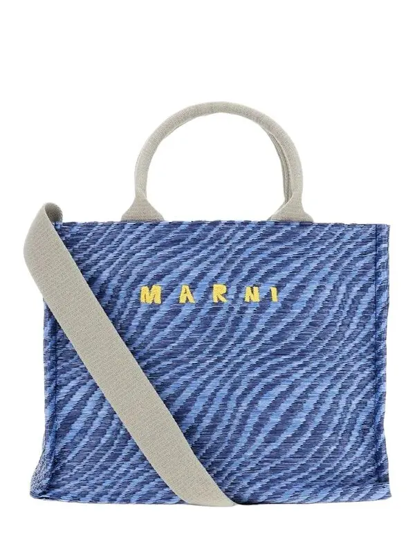 Marni Small Raffia Effect Tote Bag - Blue