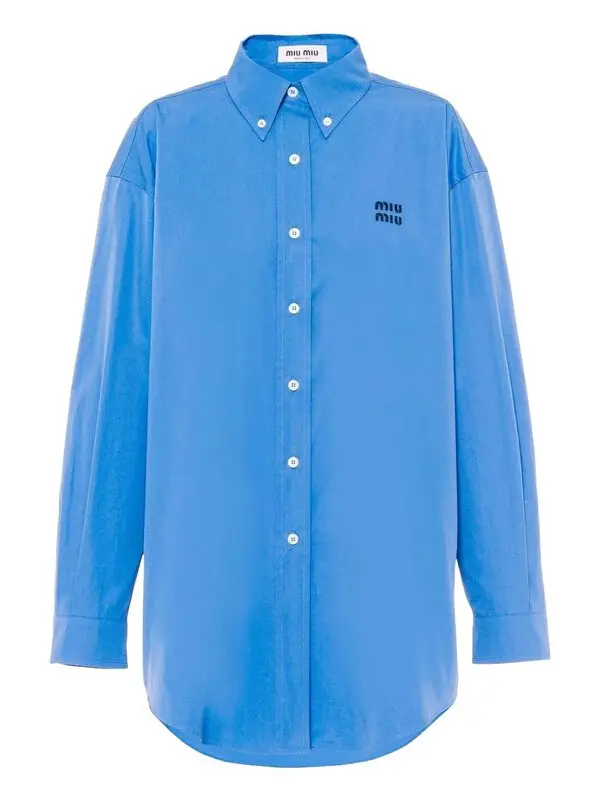 Miu Miu Oversized Cotton Poplin Shirt - Blue