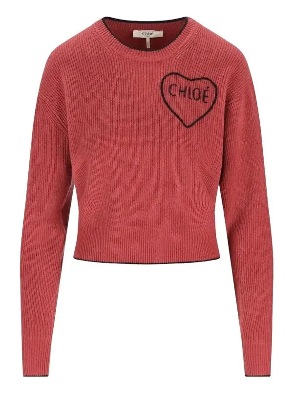 Chloé Wool And Cashmere Pullover With Logo - Pink & Purple