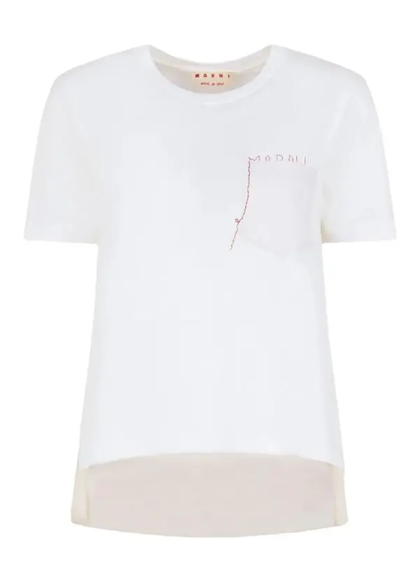 Marni Cotton T-shirt With Embroidered Logo - White