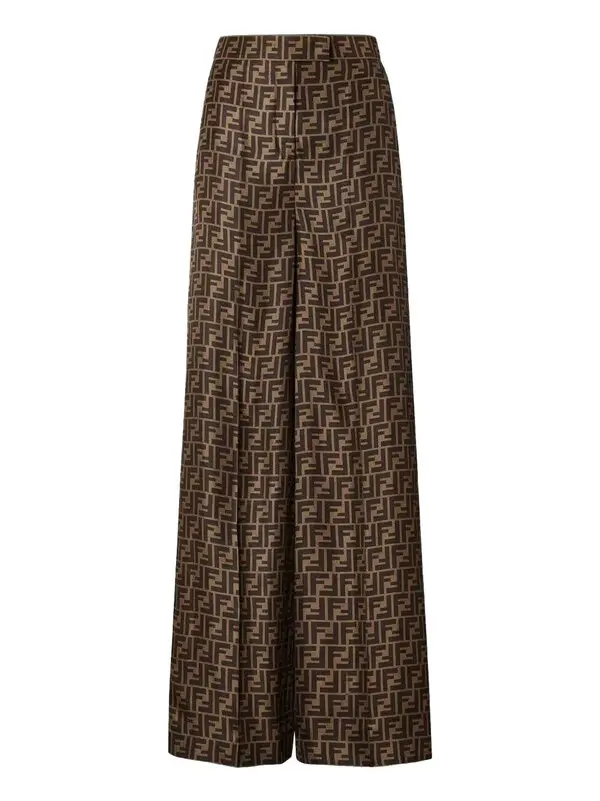 Fendi Wide Leg Pleated Pants - Brown