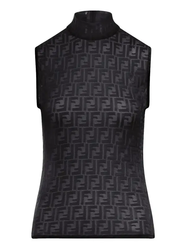 Fendi High Neck Jersey Top - Black