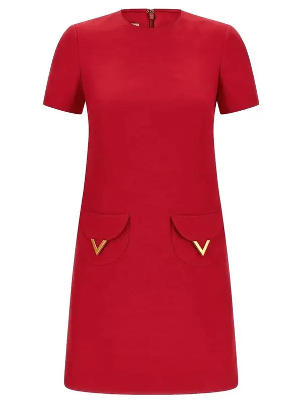 Valentino Garavani Mini Dress With V Logo Pockets - Red