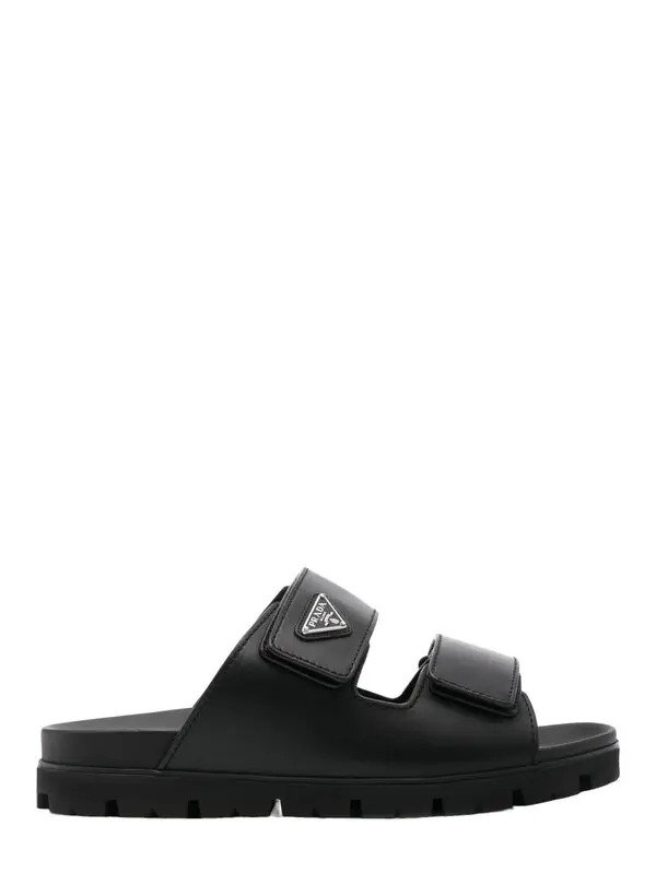 Prada Leather Strap Sandals - Black