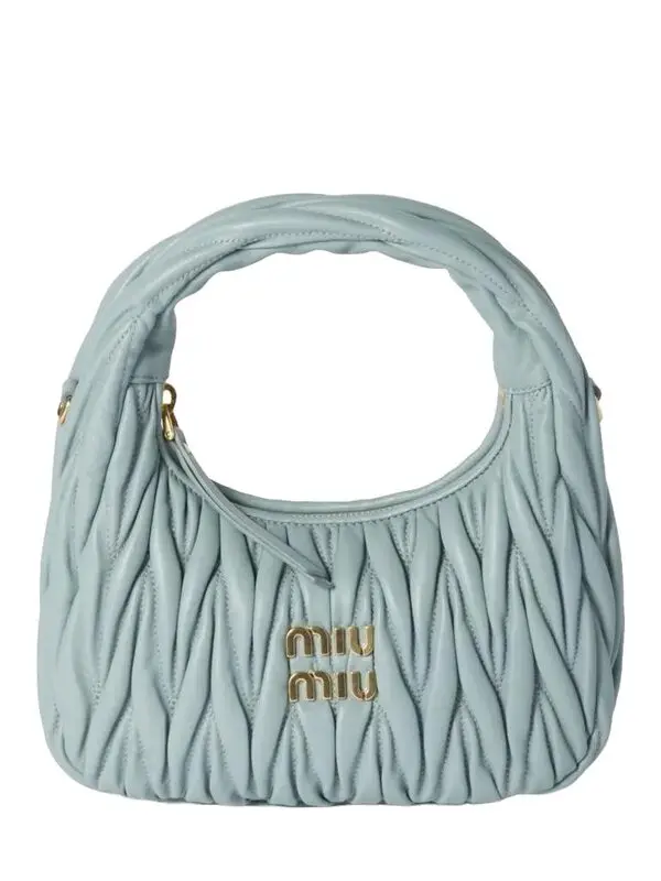 Miu Miu Hobo Wander Small Bag In Quilted Nappa - Blue