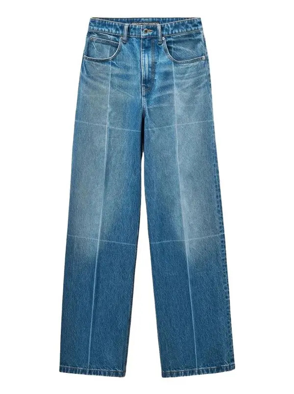 Alexander Wang Straight And Wide Leg Pleated Jeans - Blue