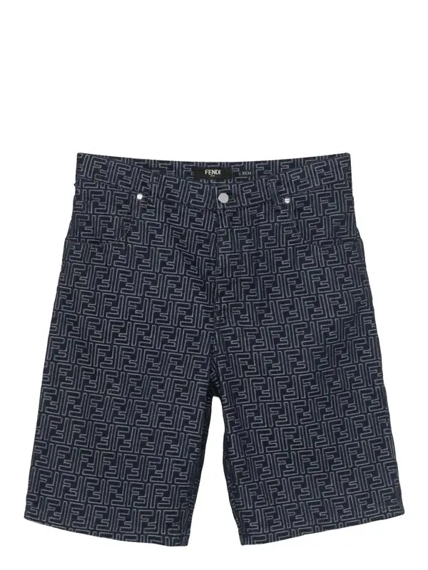Fendi Jacquard Ff Denim Shorts - Blue