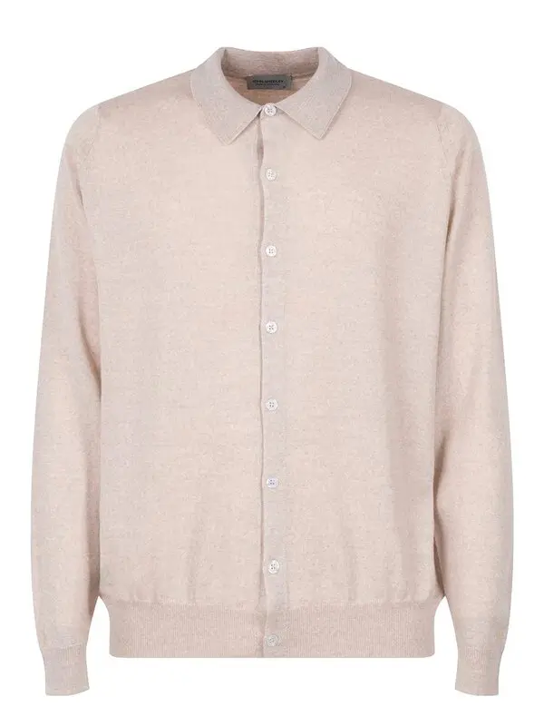 John Smedley Extrafine Merino Wool Polo Cardigan - Grey