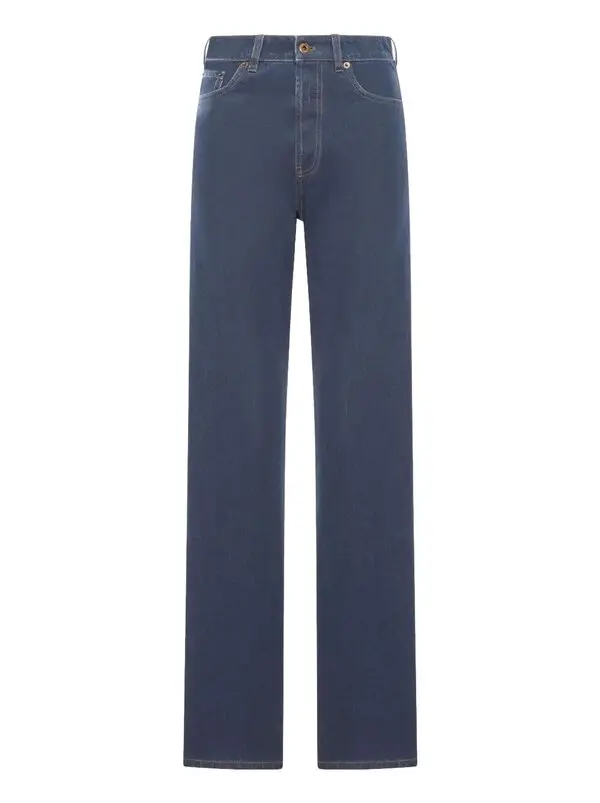 Miu Miu Velvet-effect Jeans With Embroidered Logo - Blue