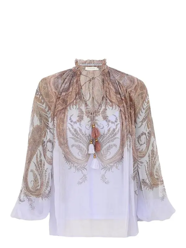 Zimmermann Hypnotic Billow Ruffled Blouse - Pink & Purple