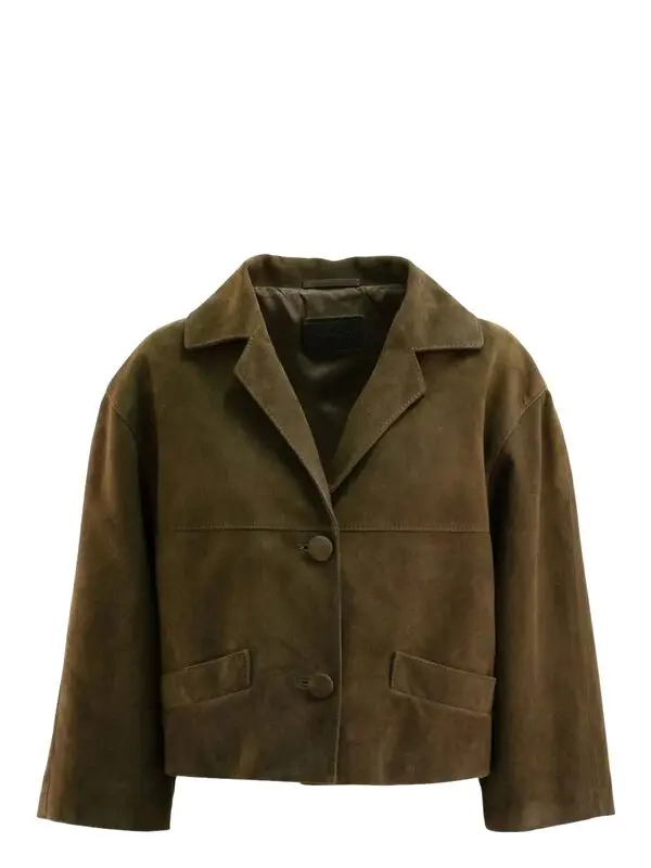Prada Cropped Suede Jacket - Green