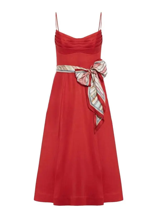 Zimmermann Rebel Midi Dress With Pleats - Red