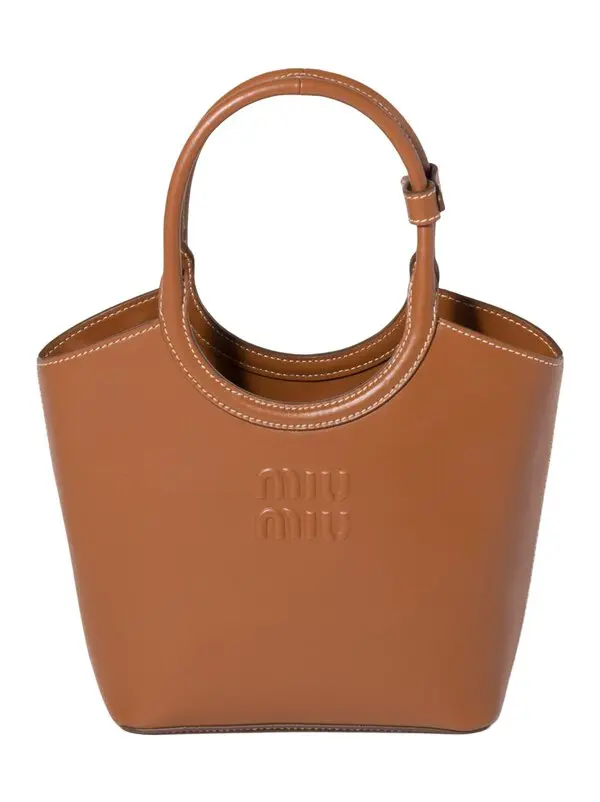 Miu Miu Ivy Leather Handbag - Cognac