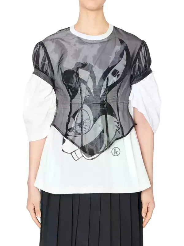 Kolor Graphic T-shirt With Puff Sleeves - White