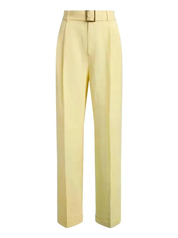 Polo Ralph Lauren Belted Linen Trousers - Yellow