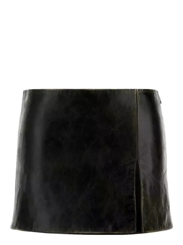 Miu Miu Leather Mini Skirt - Black