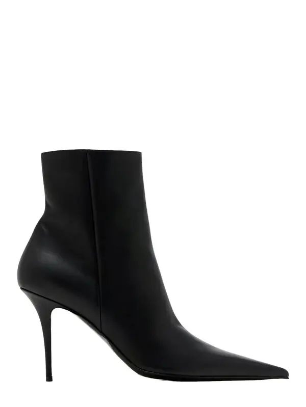 Amina Muaddi Barbara Stiletto Leather Boots - Black