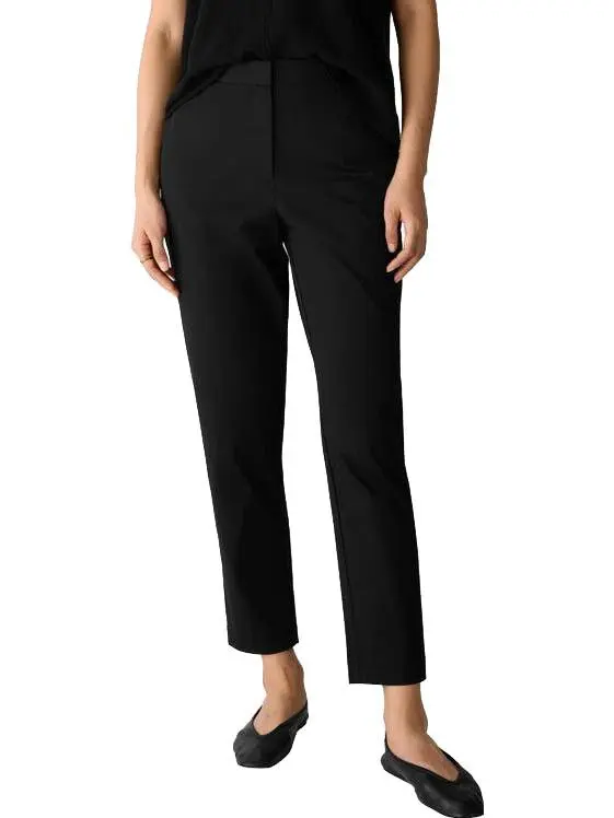 Eileen Fisher High Waist Slim Fit Ankle Pants - Black