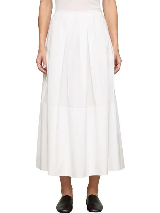 Lafayette 148 New York Organic Cotton Poplin A-line Midi Skirt - White