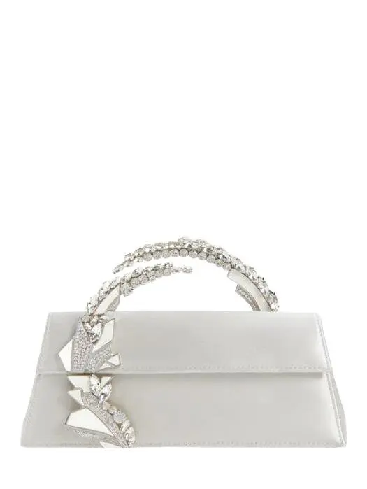 L’ALINGI Oasis Crystal Handle Satin Clutch - Silver