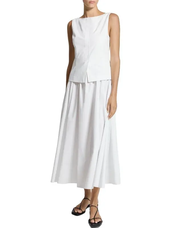 Theory Sleeveless Boatneck Midi Dress - White