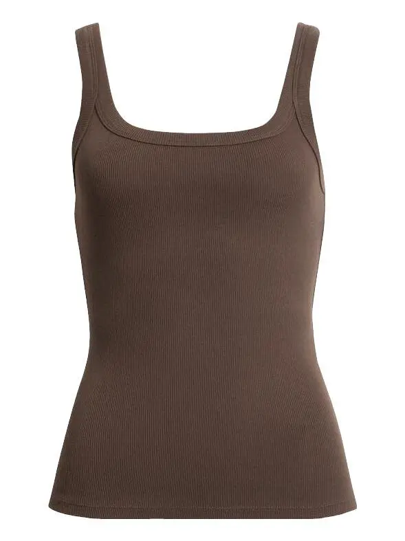 OPEN EDIT Ribbed Knit Camisole - Brown Seal