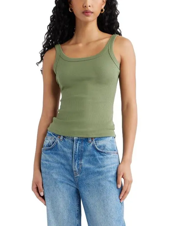 OPEN EDIT Ribbed Knit Camisole - Olive Branch