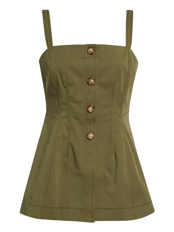 Veronica Beard Kariselle Button-front Top - Army