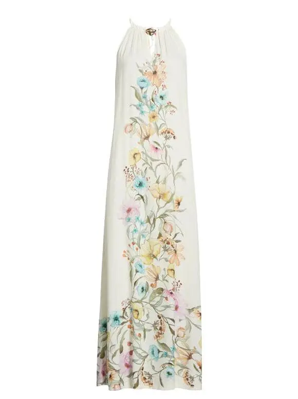 Vince Camuto Floral Print Sleeveless Maxi Dress - Antique White