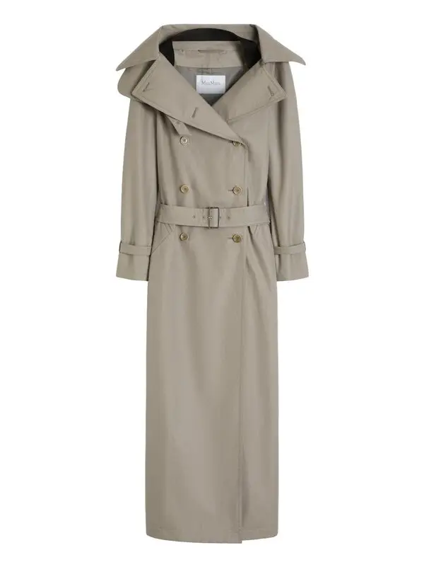 Max Mara Long Water-repellent Cotton Twill Trench Coat - Medium Grey