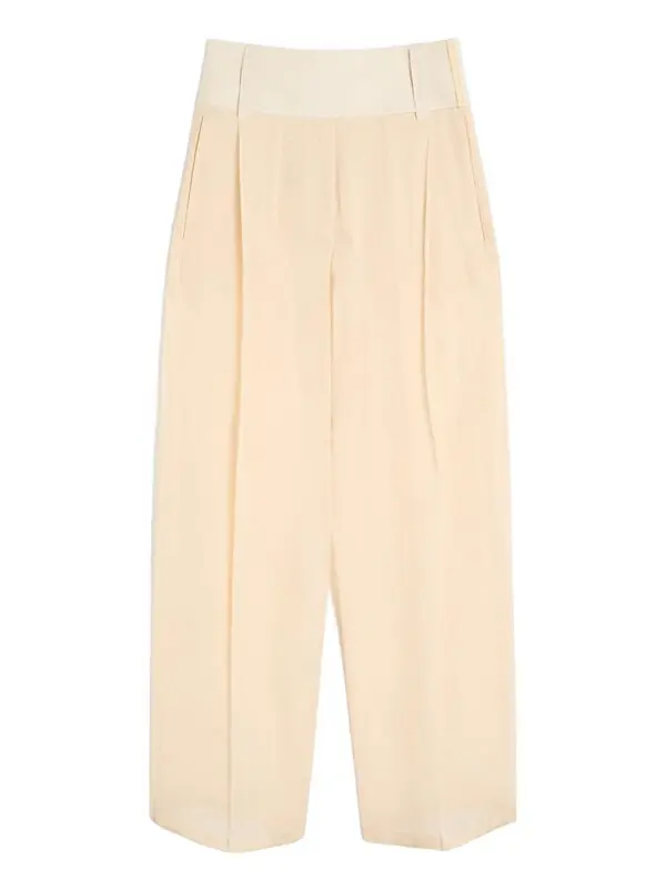 Max Mara Wide-leg Cotton Voile Trousers - Ecru