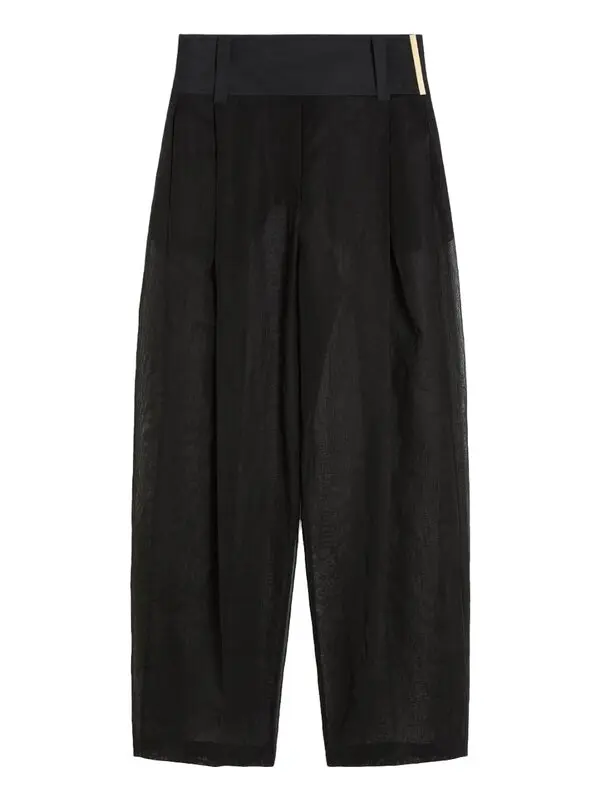 Max Mara Wide-fit Trousers In Cotton Voile - Black