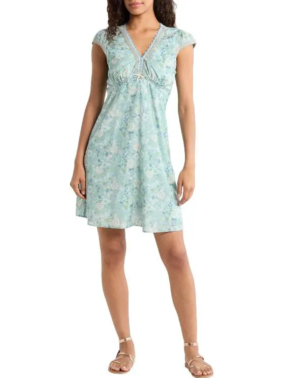 Lucky Brand Floral Embroidered Cotton-blend Dress - Blue Floral