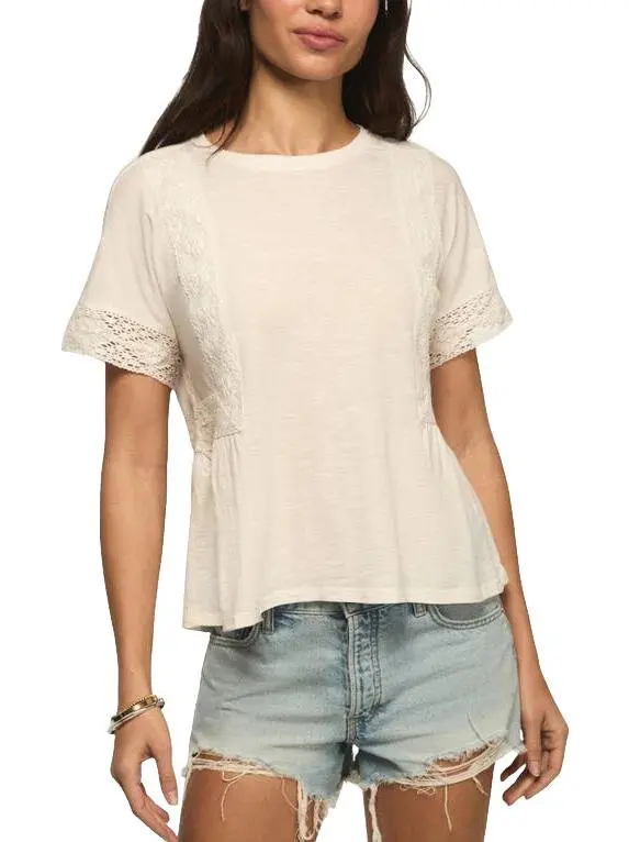 Lucky Brand Lace Trim Peplum T-shirt - Whisper White