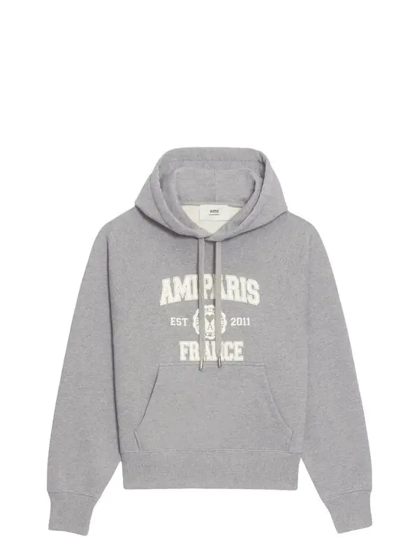 Ami Hooded Logo Sweatshirt - Grey