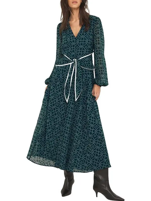 Mint Velvet Printed Tie Maxi Dress - Green
