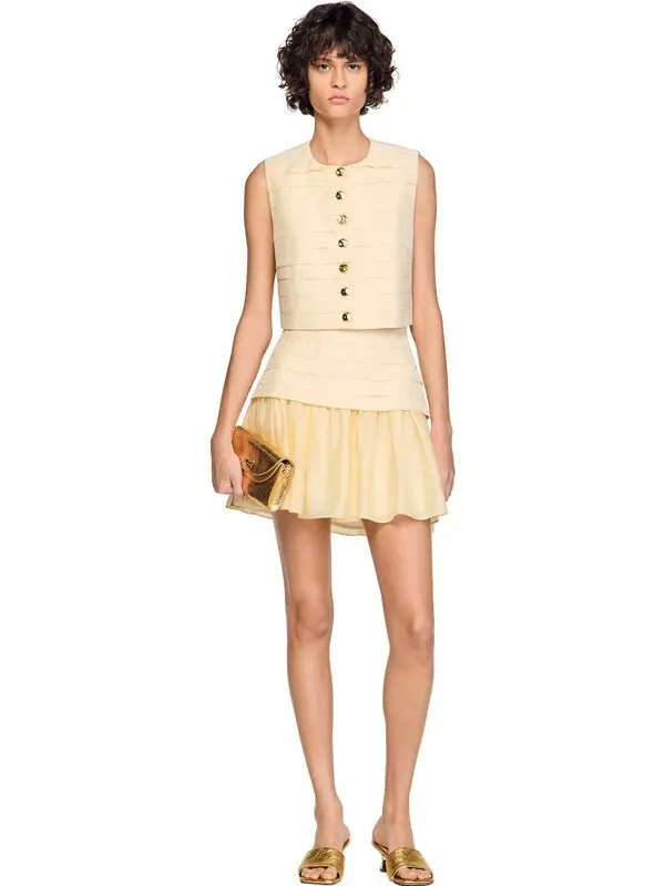Sandro Mini Pleated Skirt - Vanilla