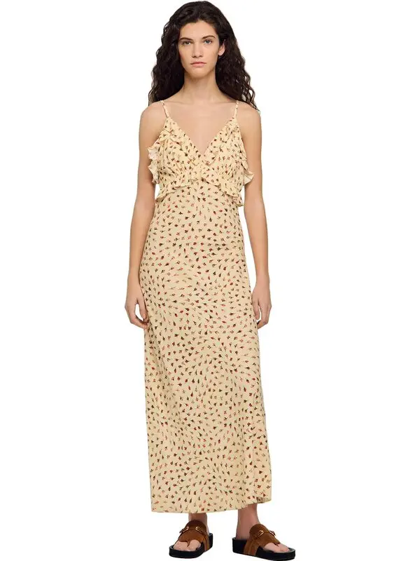 Sandro Floral Print Maxi Dress - Butter / Pink